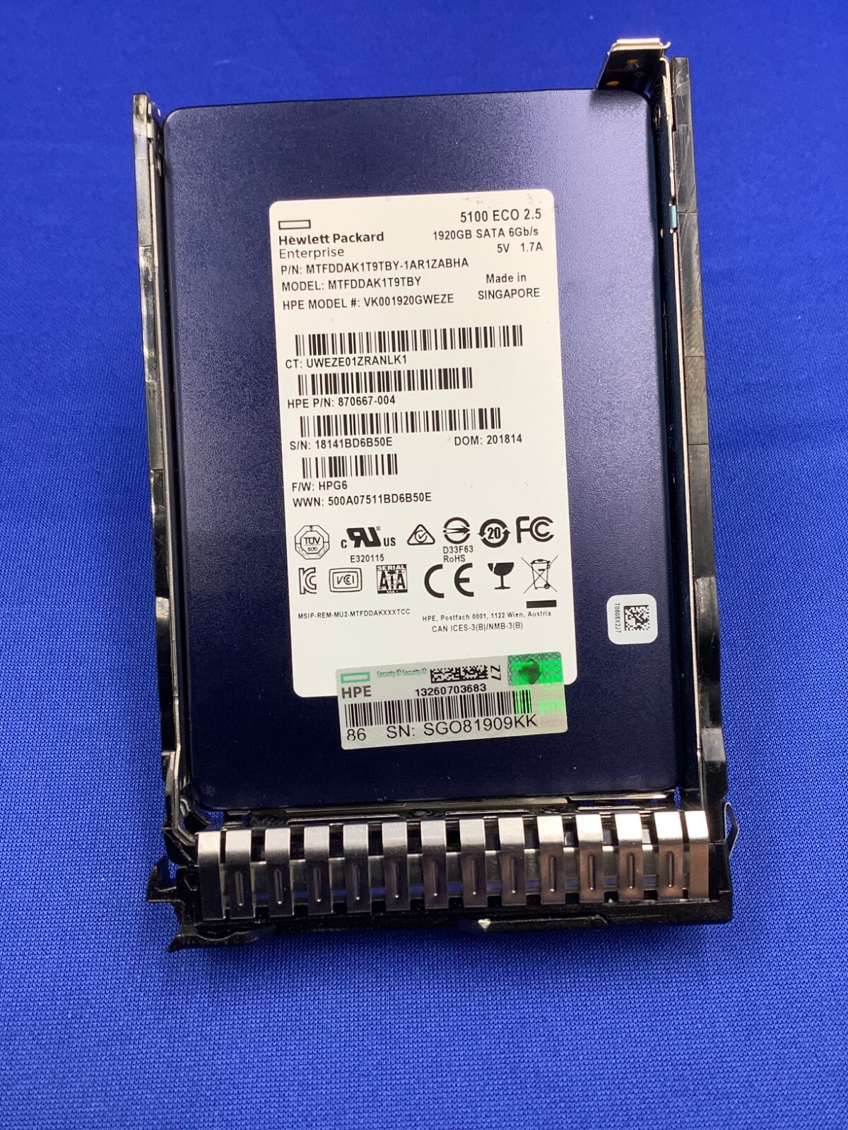 875513-B21 HPE 1.92TB SATA 6G RI SFF SC PM883 SSD 875657-001 ...