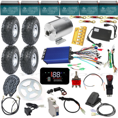 72V 3000W Brushless Motor Rear Axle Kits 6'' Tyre for Trike E-Bike Go ...
