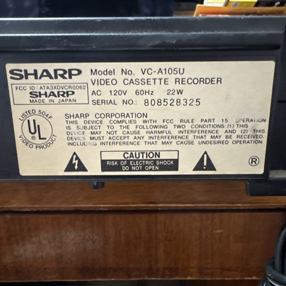 Sharp VCR VHS Tape Player Model VC-A105U VCR No Remote | eBay