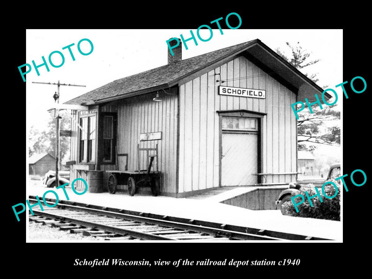 OLD 8x6 HISTORIC PHOTO OF SCHOFIELD WISCONSIN RAILROAD DEPOT STATION ...