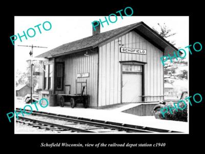 OLD 8x6 HISTORIC PHOTO OF SCHOFIELD WISCONSIN RAILROAD DEPOT STATION ...