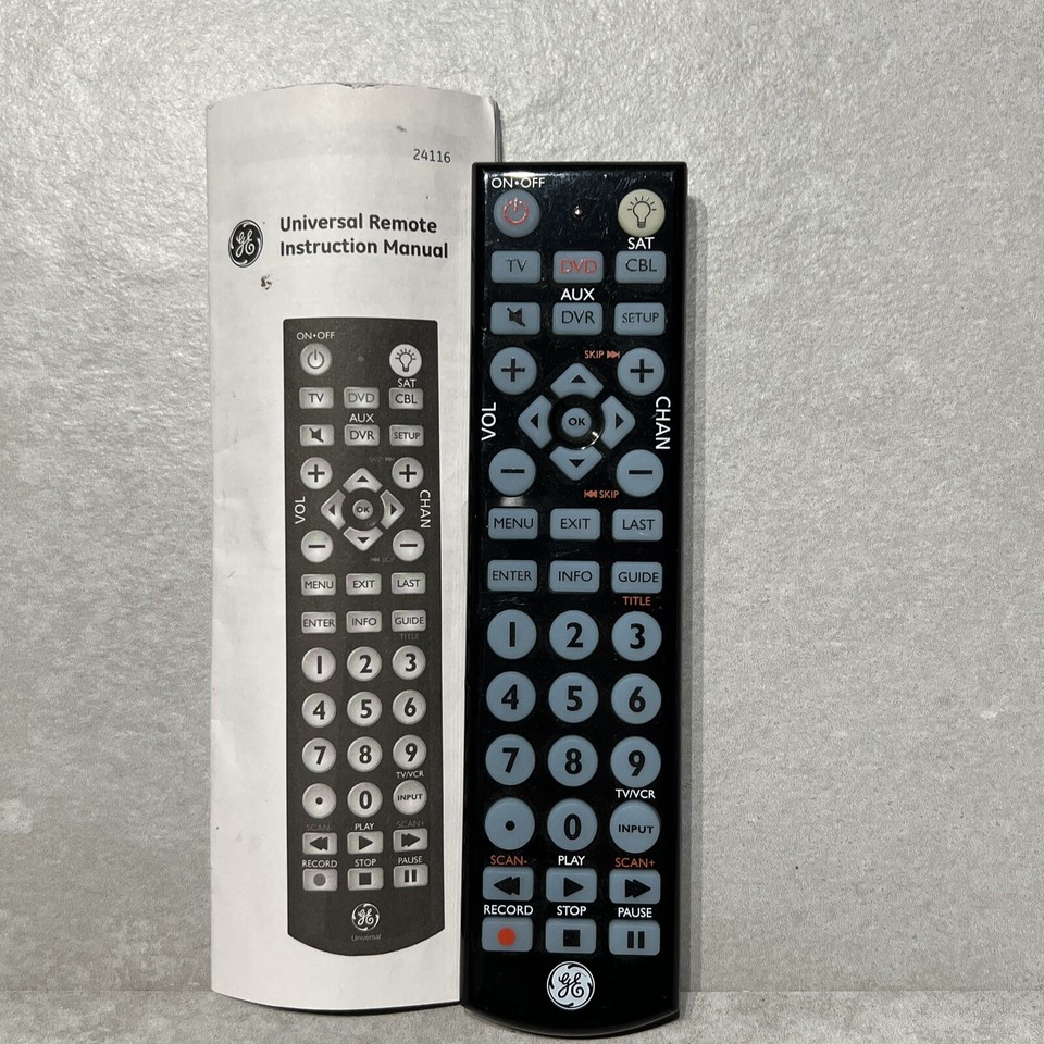 GE RC24116-B Big Button Blue LED Backlit Universal Remote with/ Manual ...