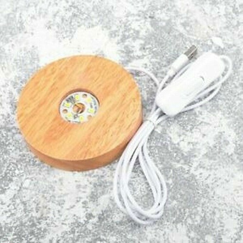 80MM Wooden LED Display Stand 3D Nightlight Round Base Holder | eBay
