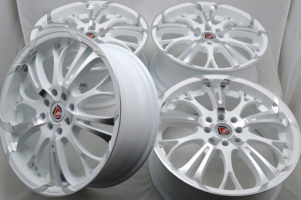 Set of 4 New 17x7 DDR R25 White Machined Face 17" Rims Wheels 4x100 ...