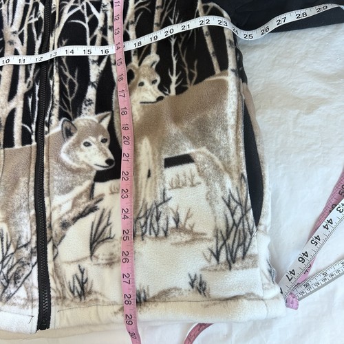 VICTORY RUGGED WEAR VTG 90s Sherpa Lined Fleece Wolf Nature AOP Jacket ...