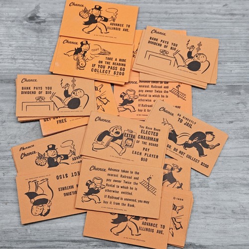 Monopoly Orange Chance Card Lot (69} Vtg Parker Brothers Game Crafts ...