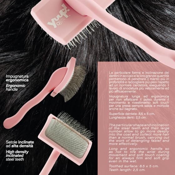 YUUP - PINKBRUSH MINI Cardatore professionale a denti lunghi e ad alta ...