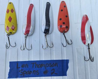 4 Len Thompson Spoons, Salmon , Trout - 5 baits Chart.- - Fishing ...