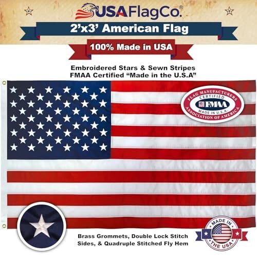 US Flag by (Made in USA) The BEST 2x3 Embroidered Stars and Sewn 2 by 3 ...