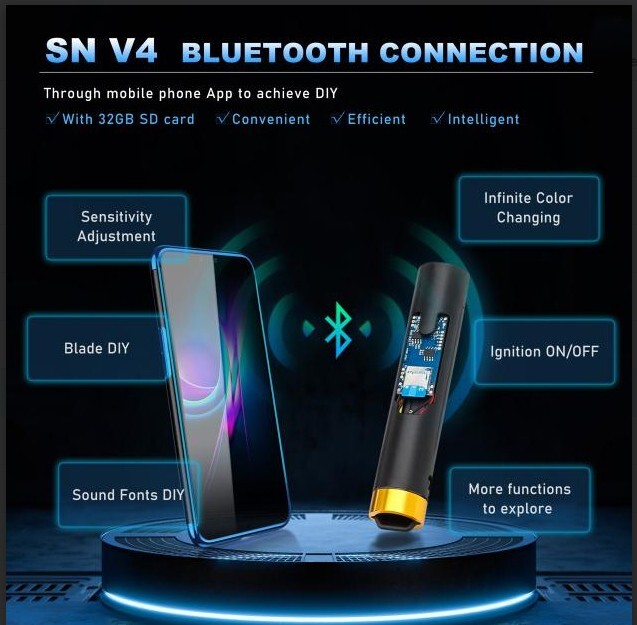 SN-V4 Pro Pixel Lightsaber Core W/ bluetooth & Over 200 Blade Effects ...