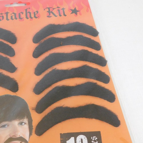 Moustache Kit 10 Piece Self Adhesive Halloween Costume Pretend Play ...
