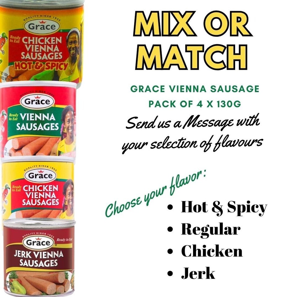Grace Vienna Sausage| 4 Pk Combo Pack - Mix or Match | 130g Ready to ...