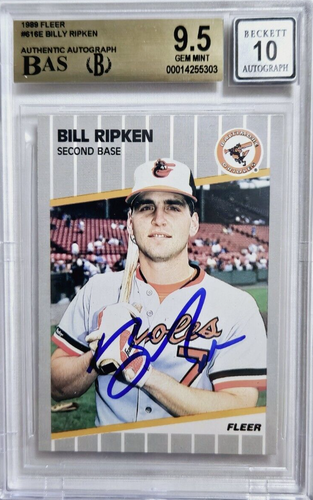 1989 Fleer #616 Bill Ripken Signed Black Box Over Error Autograph BGS 9 ...