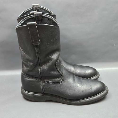 Red Wing Pecos Wellington Boots Mens 11 B Black Leather Supersole Soft ...