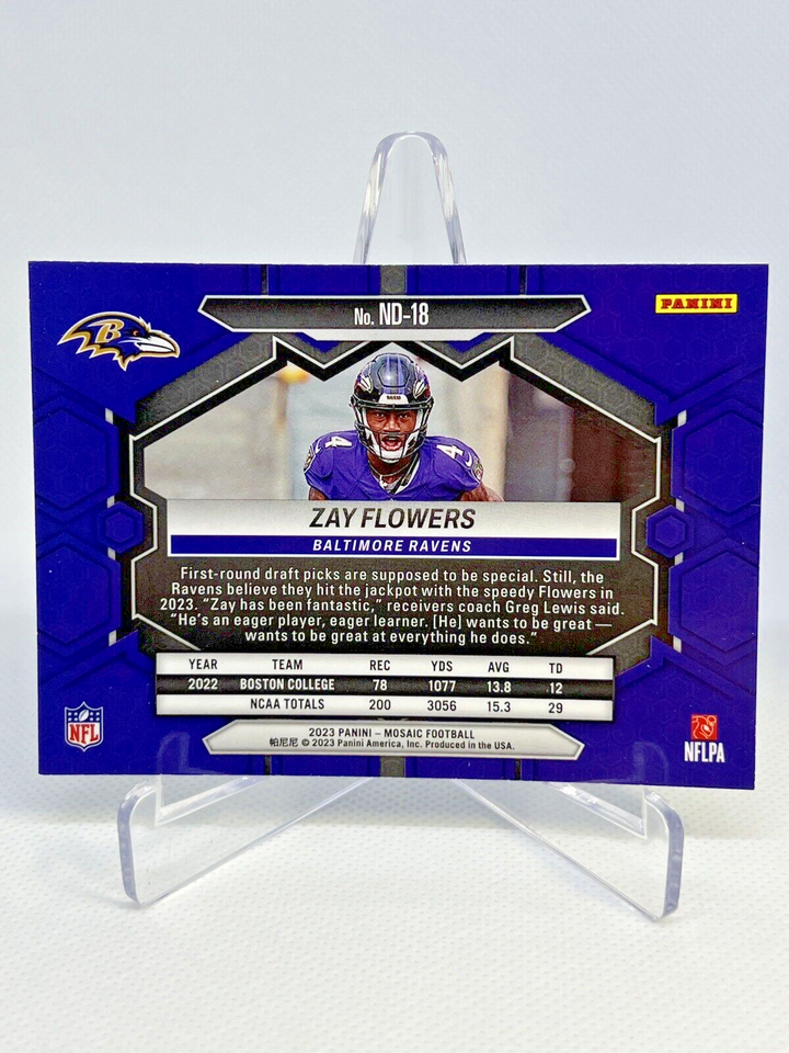 2023 Panini Mosaic NFL Debut NFL Debut Zay Flowers #ND-18 Rookie RC (1A ...