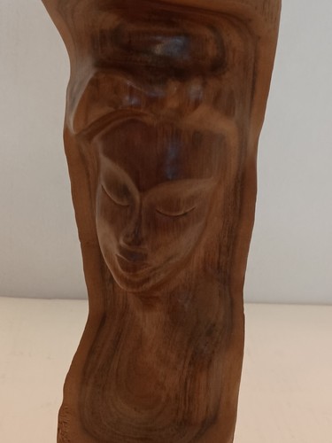 Hand Carved Art Beautiful Hawaiian Woman’s Face Milo Wood 11.5" Tall ...