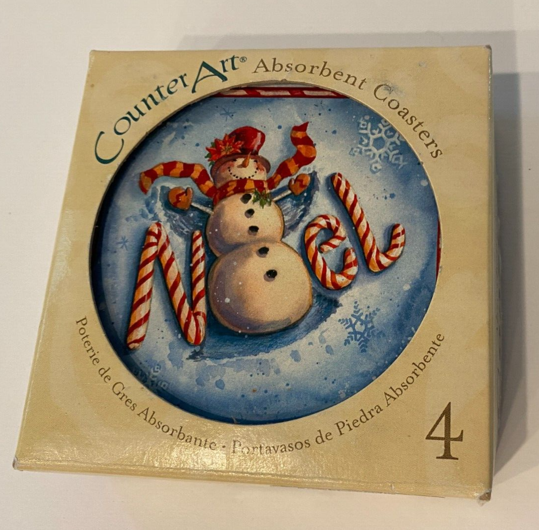 counter art absorbent stone drink Coasters Christmas Snowman Candy Cane ...