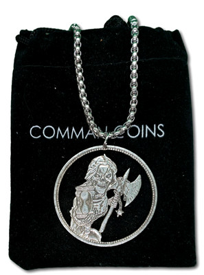 Hobo Coin Cut Coin Medieval knight Skeleton Goth Art Necklace Jewelry ...