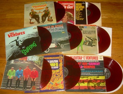 Lot of 8 The VENTURES Japanese RED vinyl LPs Surfing IN SPACE Super ...