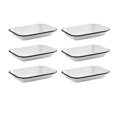 6x Urban Style Enamelware 14cm Pickle Tray Rectangle Food Bowl w/Black ...