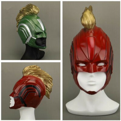 Captain Marvel Helmet Halloween Face Mask Carol Danvers Cosplay Props ...