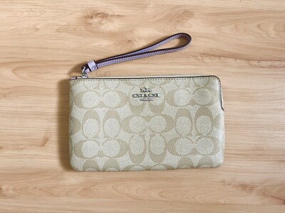 Coach Large Corner Zip Wristlet In Signature Canvas # 6648 195031083921 ...