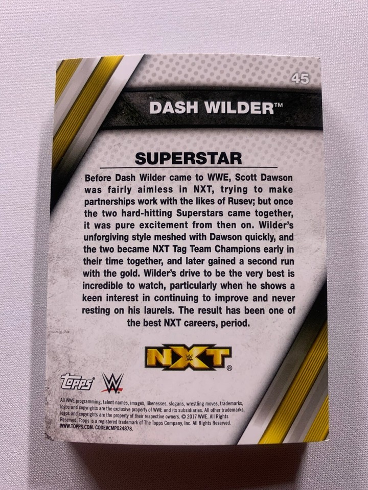 Dash Wilder 2017 Topps WWE NXT #45 Cash Wheeler | eBay