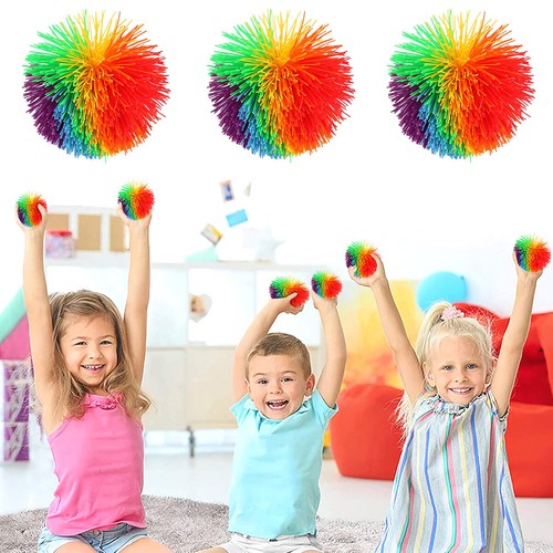 12pcs Colorful Monkey Stringy Balls Rainbow Pom Bouncy Sensory Fidget ...