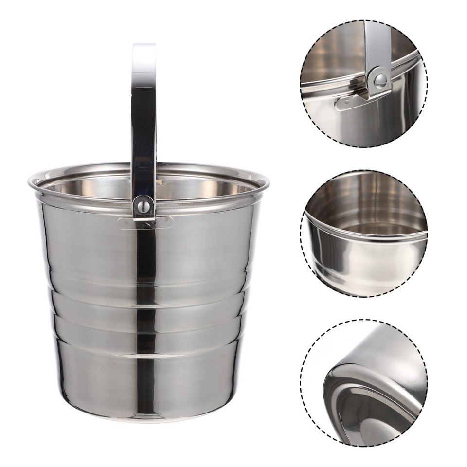 1 Set Portable Beer Bucket Stainless Steel Ice Bucket with Ice Tong ...