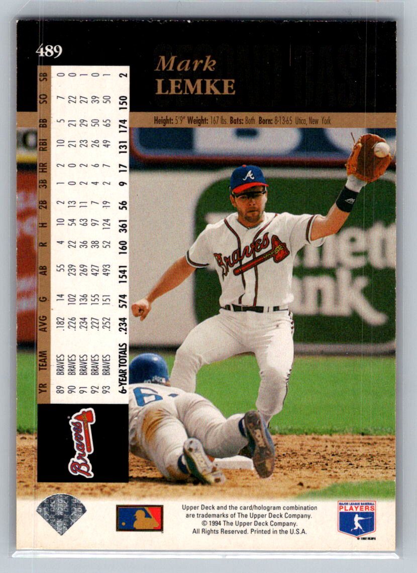 1994 Upper Deck - Mark Lemke #489 Electric Diamond for sale online | eBay