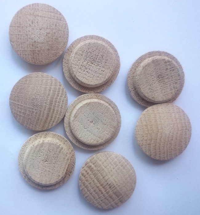OAK Caps SOLID WOOD Rounded Plugs Cover Mushroom Sizes HOLE Press fit ...