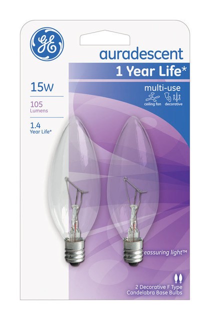 GE Lighting Auradescent 15 Watts F10 Incandescent Light Bulb 105 Lumens ...