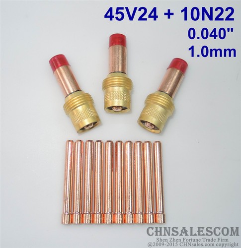 13 pcs 45V24 Collet Body Gas Lens 10N22 Collet Tig WP-17/18/26 1.0mm 0 ...