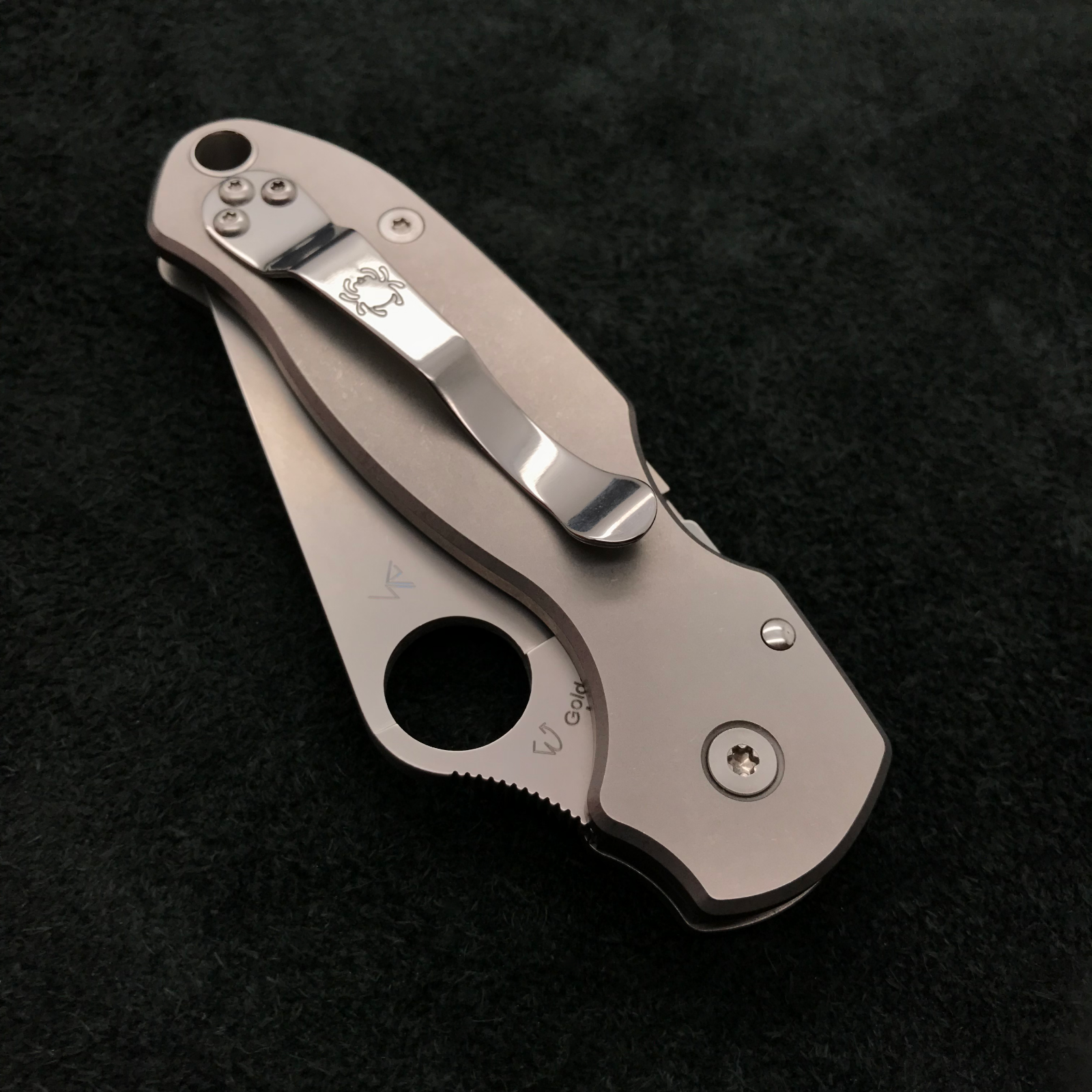 Spyderco Para 3 C223GP w/ stonewashed Titanium Scales and polished ...