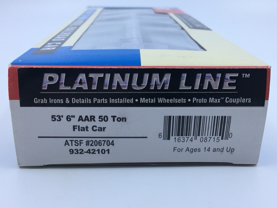 HO Walthers 932-42101 Santa Fe 53’ 6” AAR 50 Ton Flat Car ATSF #206704 ...