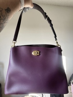 Coach Willow Deep Berry Pebble Leather Bucket bag And Wallet | eBay