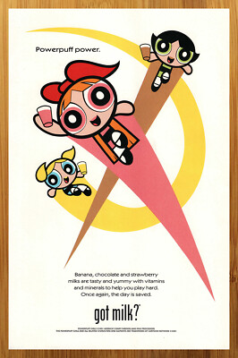 2001 Powerpuff Girls GOT MILK? Vintage Print Ad/Poster Cartoon Network ...