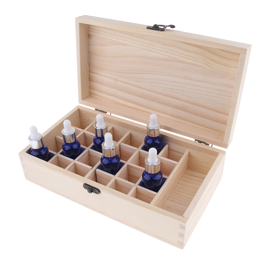 25 Slot Essential Oil Storage Box Wooden Case Aromatherapy Organizer ...