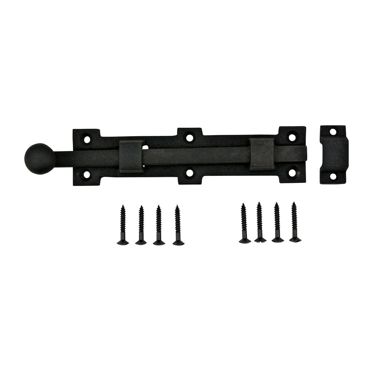 Black Slide Bolt Door Latch Wrought Iron Latch Ball Tip Style ...