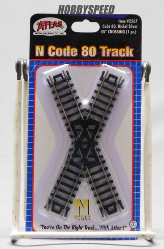 ATLAS N SCALE CODE 80 SNAP-TRACK 45 DEGREE CROSSING railroad train ...