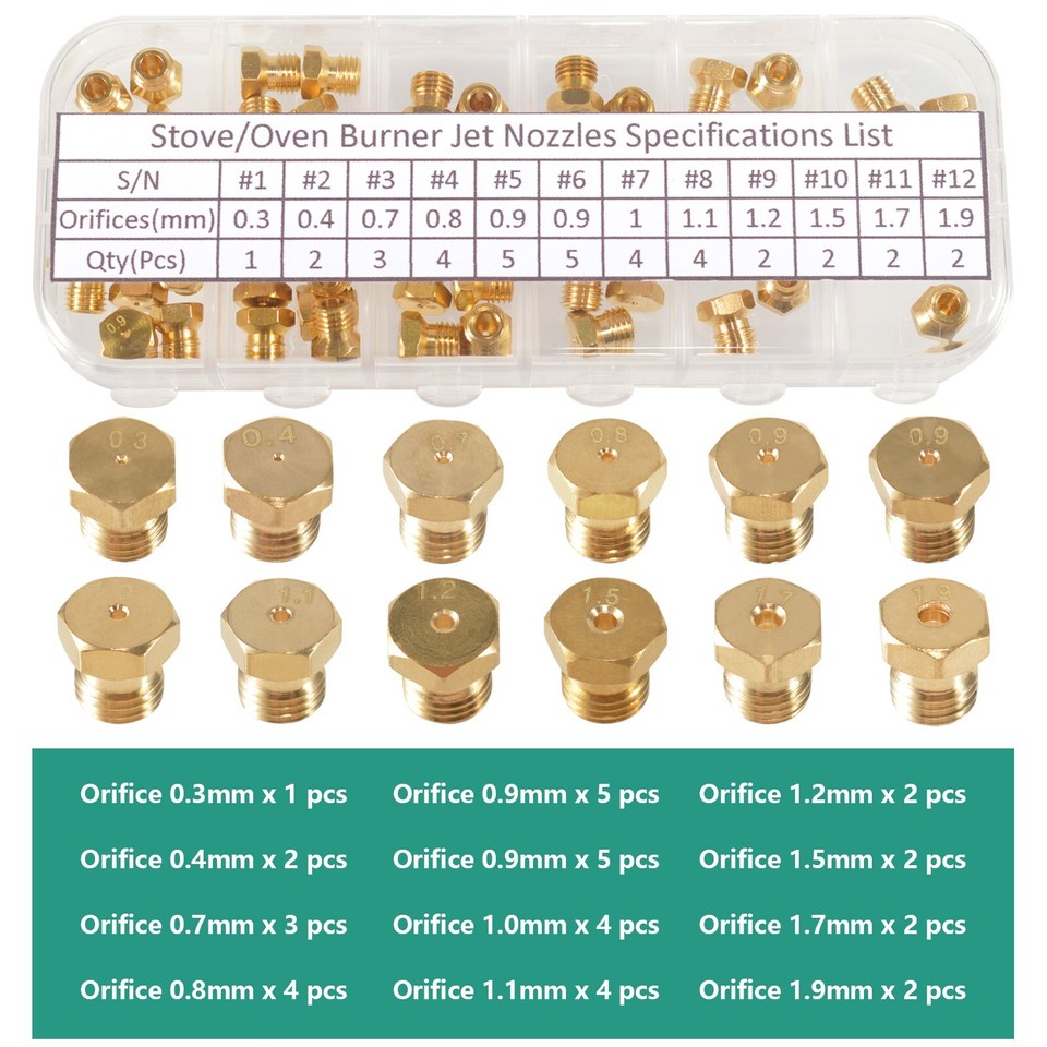Range Stove Oven Orifice Conversion Kit Natural Gas Brass Jet Burner ...