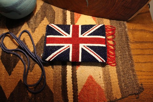 British Flag Union Jack Beaded Cross body 4x6 Change Purse Zippered ...