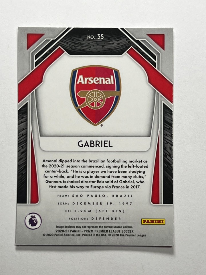 2020-21 Panini Prizm PL Gabriel #35 Rookie Base Card Arsenal | eBay
