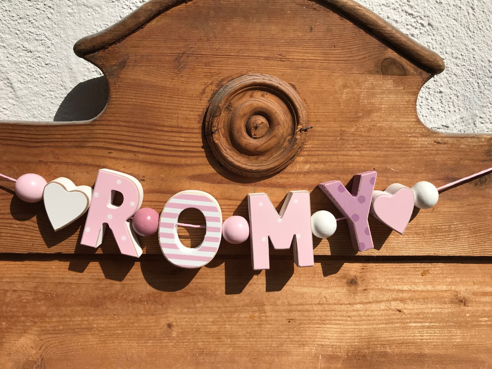 "ROMY" NAMENSKETTE KINDERZIMMER ROSA HOLZBUCHSTABEN TAUFE BABY NAME ...