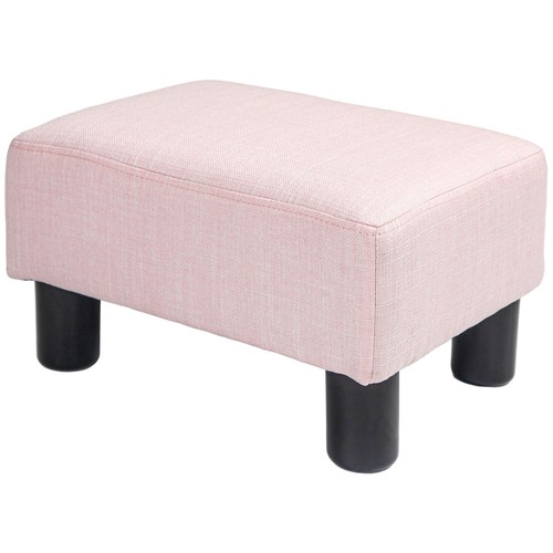 HOMCOM Pink Small Cube Ottoman Foot Rest Stool - Linen Upholstered | eBay