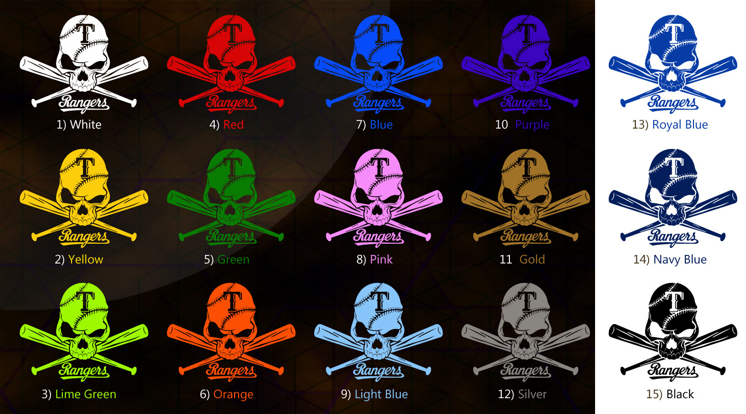 Baseball Texas Rangers Die Cut Skull Vinyl Decal Sticker Car Window ...