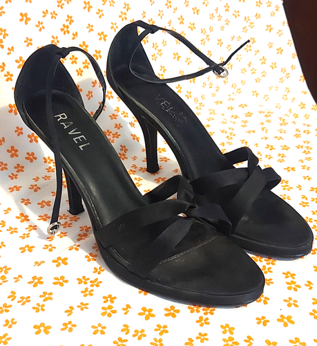 Ravel Black Strappy Stiletto Shoes - Size EUR39/UK 6 with spare heel ...