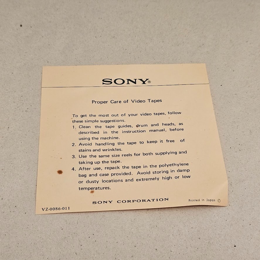 Vintage Sony Video Tape V-30 For Helical Scan Video Tape Recorders NOS ...
