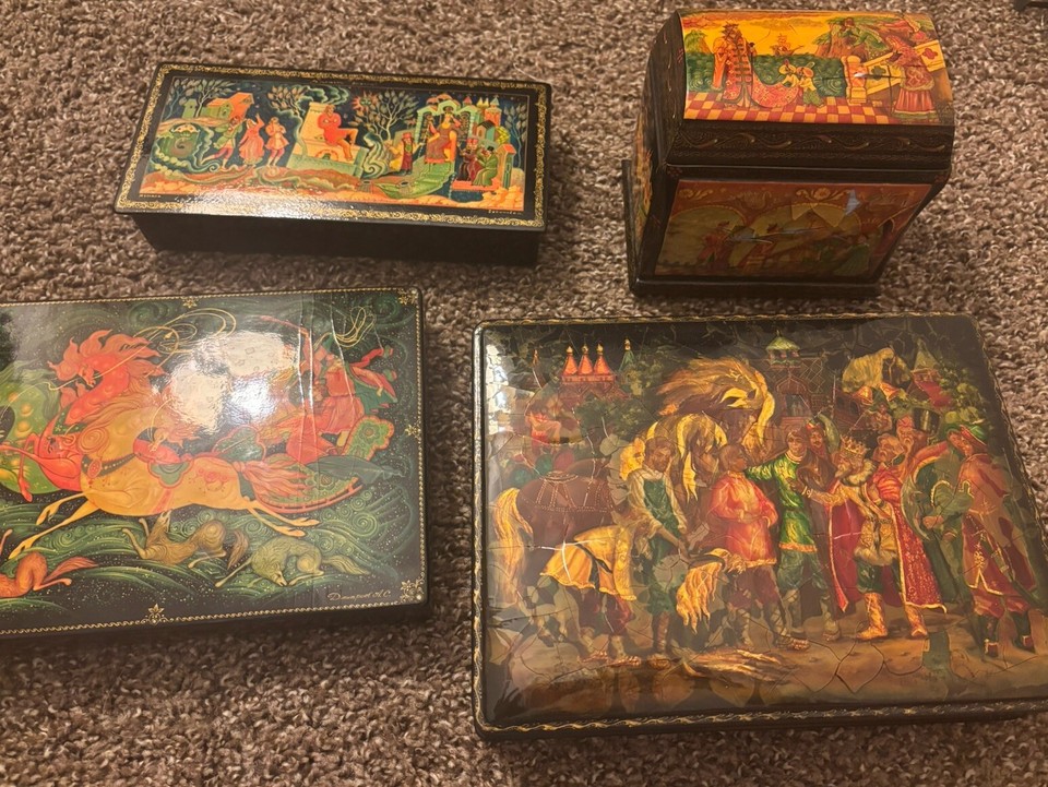russian lacquer boxes Lot Vintage ussr Very Rare Some Damage | eBay