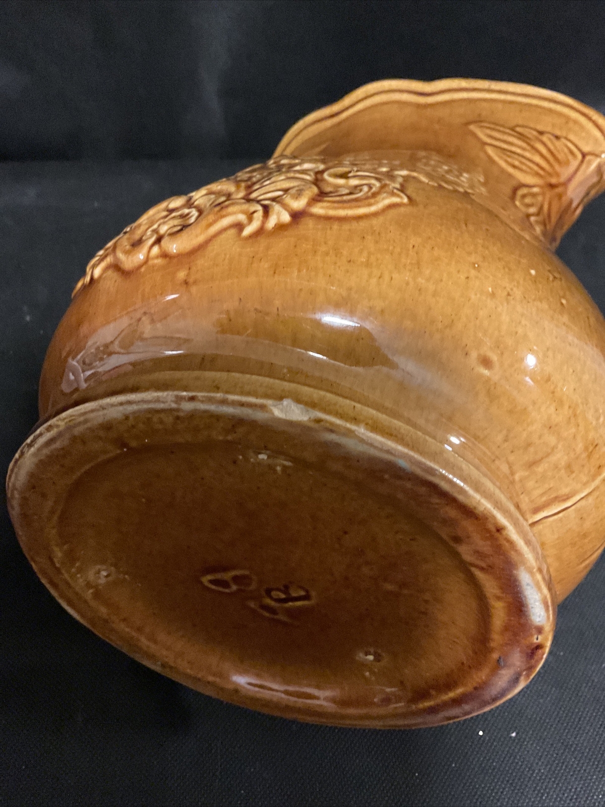 antique bennington rockingham pottery Large Pitcher With Cherub Design ...